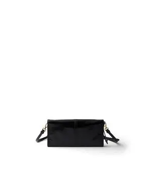 Prada Leather Wallet With Shoulder Strap - Black