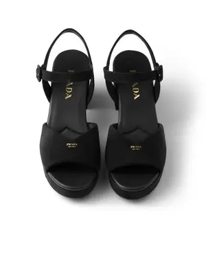 Prada Padded Suede Platform Sandals - Black