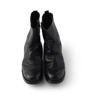 Prada Leather Zip Up Boots