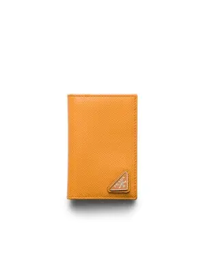 Prada Saffiano Leather Card Holder - Amber