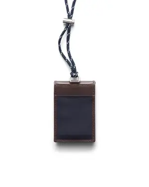 Prada Speedrock Re-nylon And Leather Card Holder With Strap - Navy