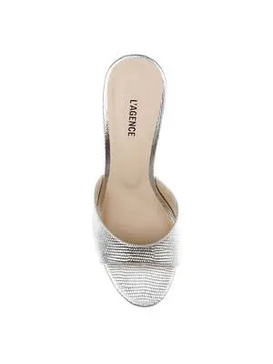 L'Agence Avery Leather Open-toe Mule - Silver Lizard