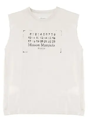 MAISON MARGIELA Top With Logo Print - Beige