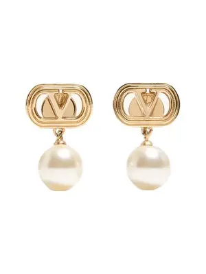 Valentino Garavani Vlogo Pearl Drop Earrings - Multicolour