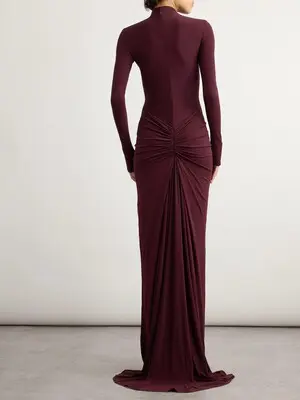 Alaïa Jersey Mock-neck Gown - Burgundy