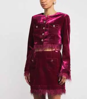 Cinq À Sept Velvet Evelina Feather-trimmed Jacket