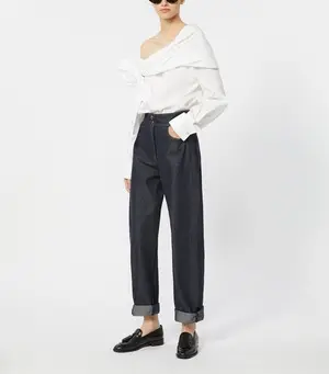 Max Mara Cotton Asymmetrical Bow Blouse
