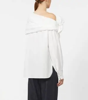 Max Mara Cotton Asymmetrical Bow Blouse