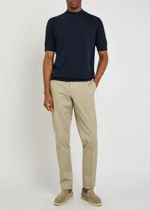 LARDINI Tapered-leg Stretch-cotton Trousers