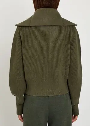 Varley Ribbed Half-zip Knit Sweatshirt - Olive