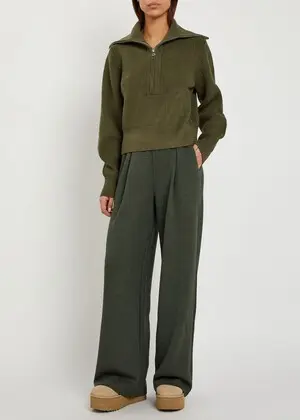 Varley Ribbed Half-zip Knit Sweatshirt - Olive
