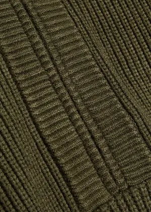 Varley Ribbed Half-zip Knit Sweatshirt - Olive