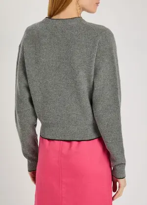 Chloé Logo Embroidered Wool And Cashmere-blend Jumper - Grey
