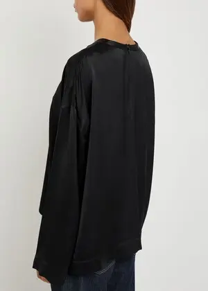 TOTEME Draped Satin Top - Black