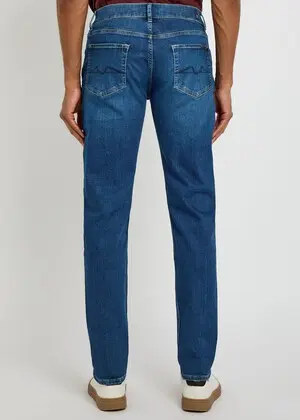 7 For All Mankind Slim Tapered Luxe Performance Jeans - Mid Blu