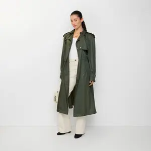 Burberry Long Nylon Hooded Trench Coat