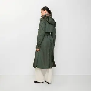 Burberry Long Nylon Hooded Trench Coat
