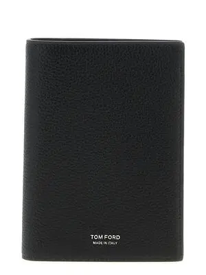TOM FORD Hammered Leather Passport Holder - Black