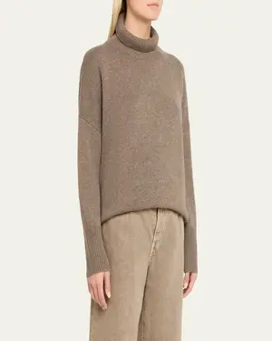 LISA YANG Heidi Turtleneck Cashmere Sweater - Truffle