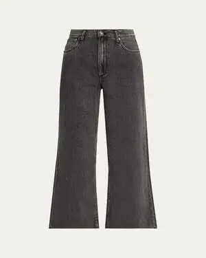 Rag & Bone Featherweight Andi High-rise Wide Ankle Jeans - Black