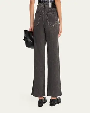 Rag & Bone Featherweight Andi High-rise Wide Ankle Jeans - Black