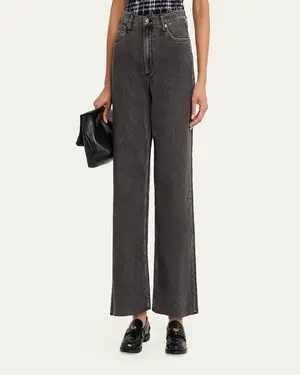 Rag & Bone Featherweight Andi High-rise Wide Ankle Jeans - Black