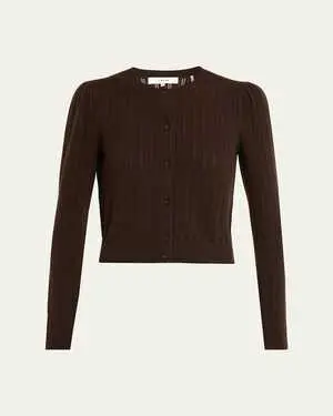 FRAME Ladder Pointelle Cashmere Cardigan