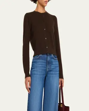 FRAME Ladder Pointelle Cashmere Cardigan