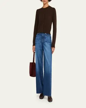 FRAME Ladder Pointelle Cashmere Cardigan