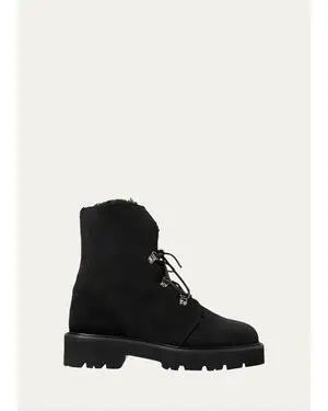 Aquatalia Eva Faux Shearling-lined Hiker Booties