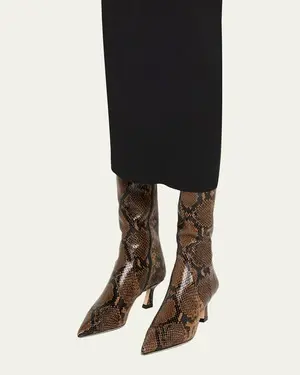 STUART WEITZMAN 50mm Vinnie Snake-printed Leather Knee-high Boots
