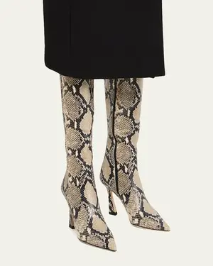 STUART WEITZMAN Printed Leather Knee-high Boots
