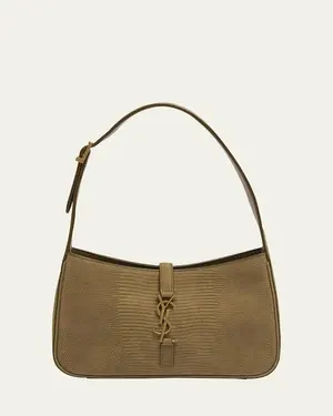 Saint Laurent Le 5 A 7 Shoulder Bag In Lizard-Effect Leather - Light Safari