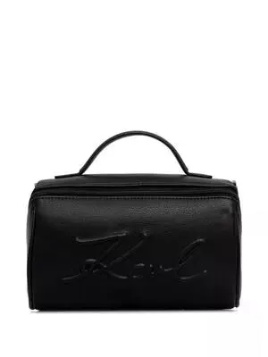 Karl Lagerfeld Embossed Logo Top Handle Makeup Bag - Black