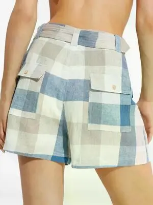 IXIAH Chequered Belted Shorts