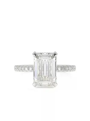 JEWELS AFICIONADO 14k White Gold 5 Carat Diamond Ring - Silver