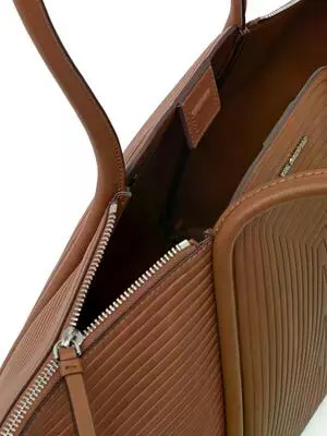 Karl Lagerfeld Ribbed-texture Zip Tote - Brown