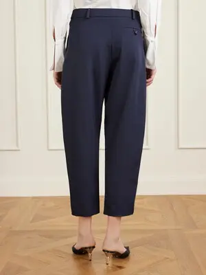 Stella McCartney Pleated Cropped Tapered Wool Pants - Blue