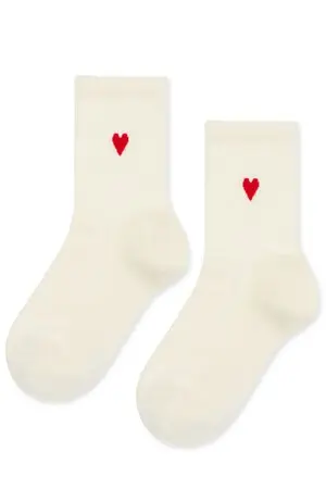 Velvet By Graham & Spencer Heart Sporty Crew Socks - White