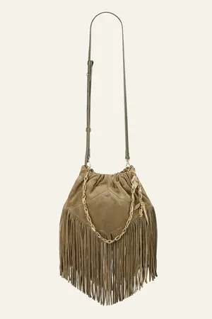 Ba&sh Mini June Suede Fringe Tote Bag