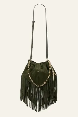 Ba&sh Mini June Fringe Suede Tote Bag