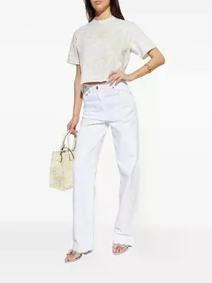 Versace Barocco Print Cotton Jersey Cropped T-shirt