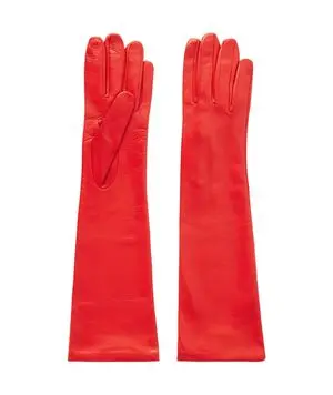 Nour Hammour Elbow-length Leather Gloves - Red