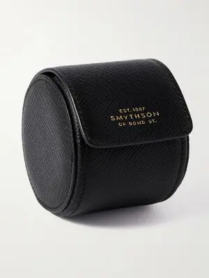 Smythson Panama Textured-leather Watch Roll - Black