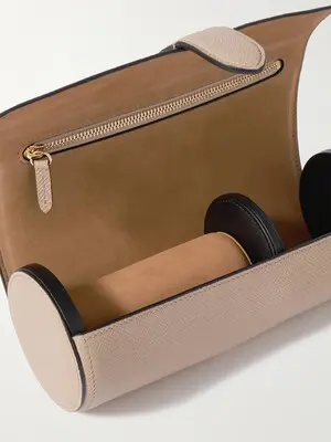 Smythson Panama Textured-leather Watch And Jewelry Roll
