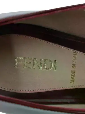 Fendi Burgundy Leather Peep-toe Ankle Boots With Side Zip