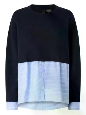 Pinko Layered Crewneck Sweater With Striped Poplin Insert
