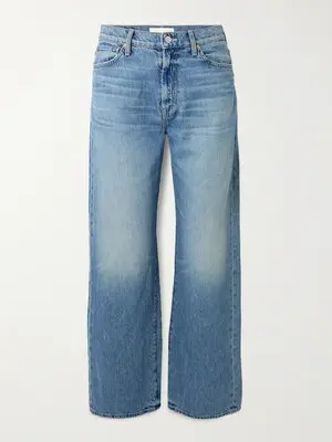 MOTHER The Dodger Flood Embroidered Mid-rise Straight-leg Jeans - Blue