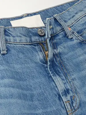 MOTHER The Dodger Flood Embroidered Mid-rise Straight-leg Jeans - Blue