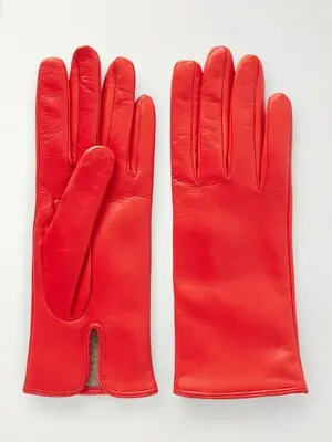 Nour Hammour Leather Gloves - Red